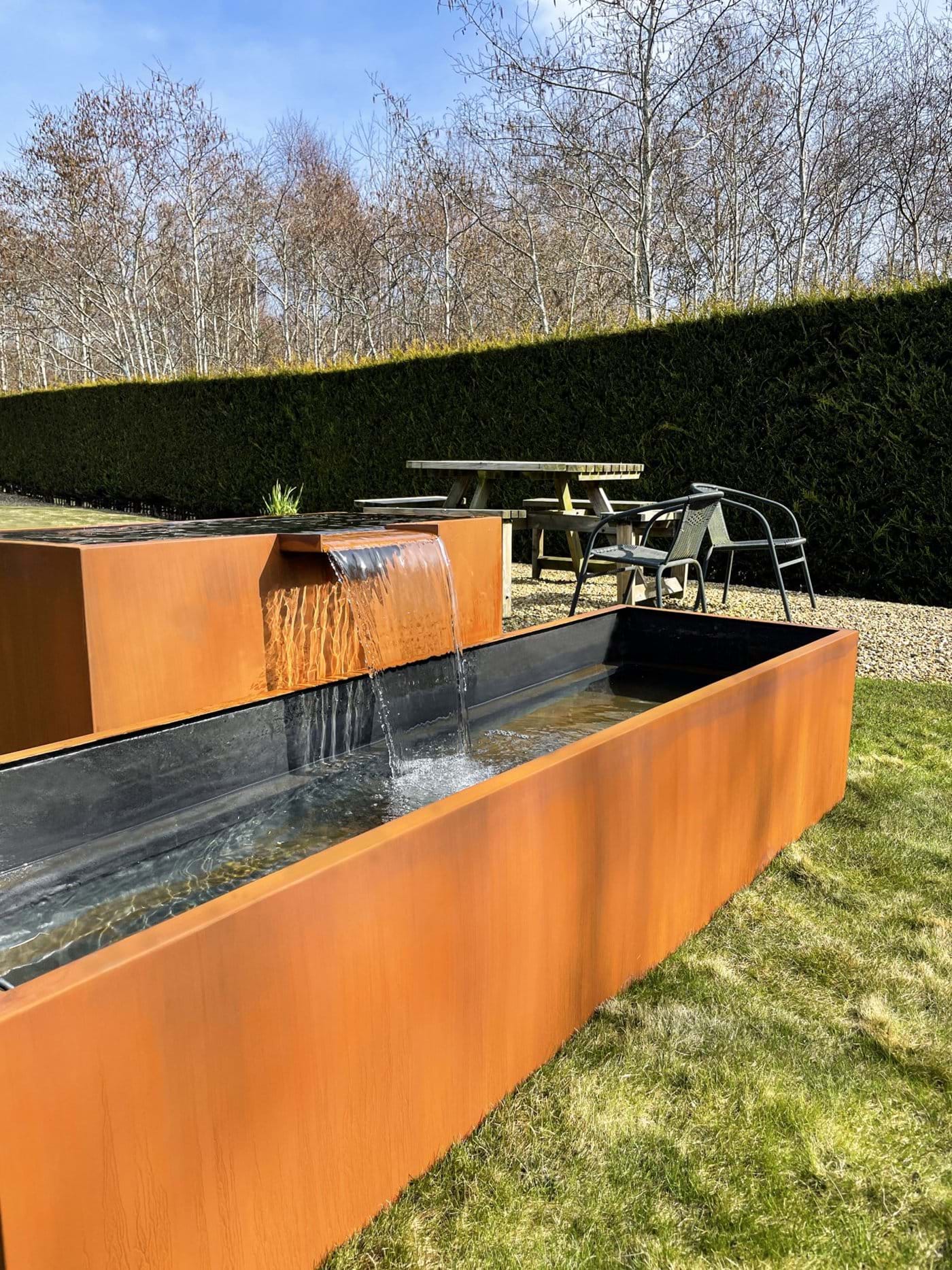 Bespoke Corten Steel Effect Water Feature | Livingreen Design