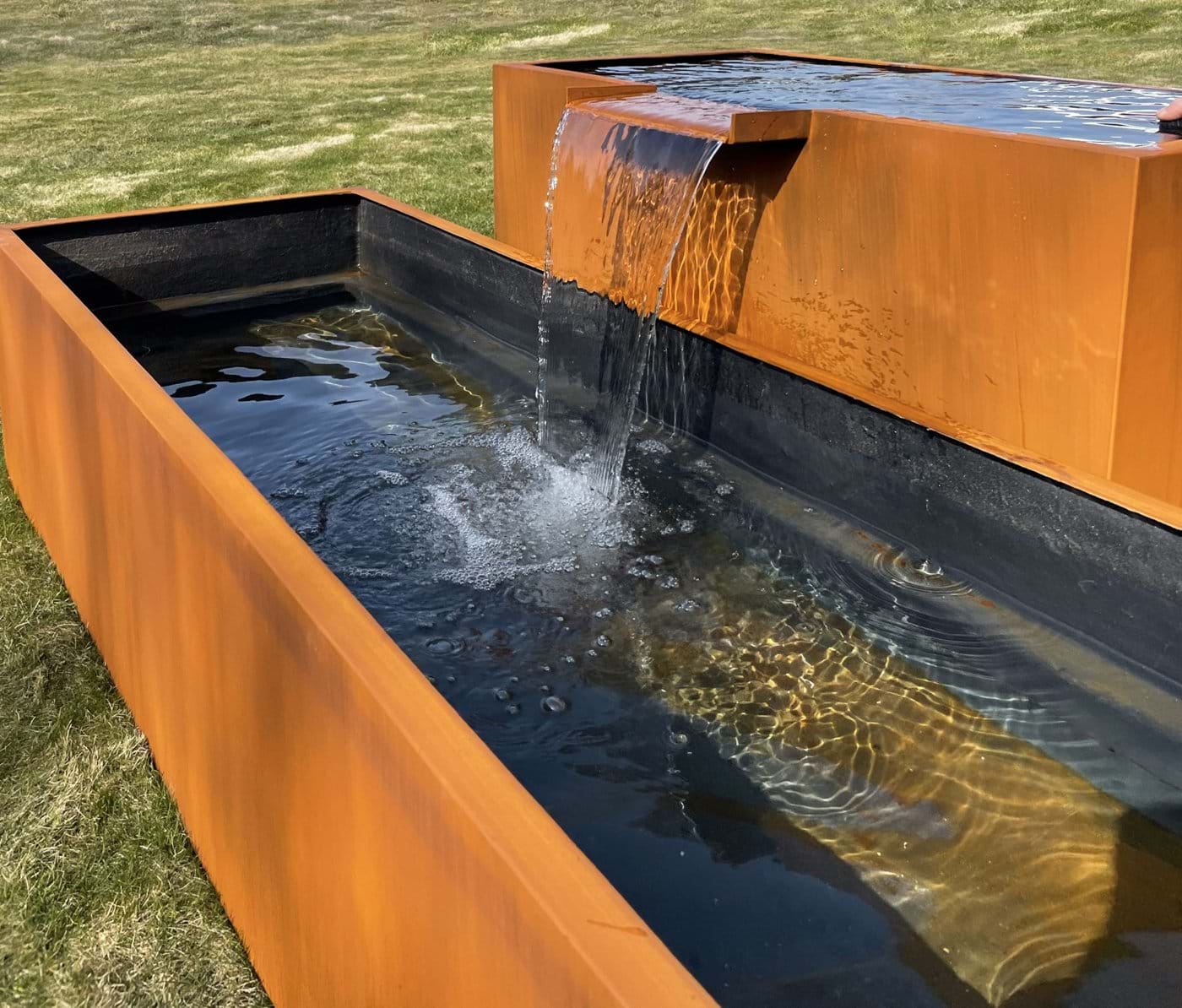 Bespoke Corten Steel Effect Water Feature | Livingreen Design